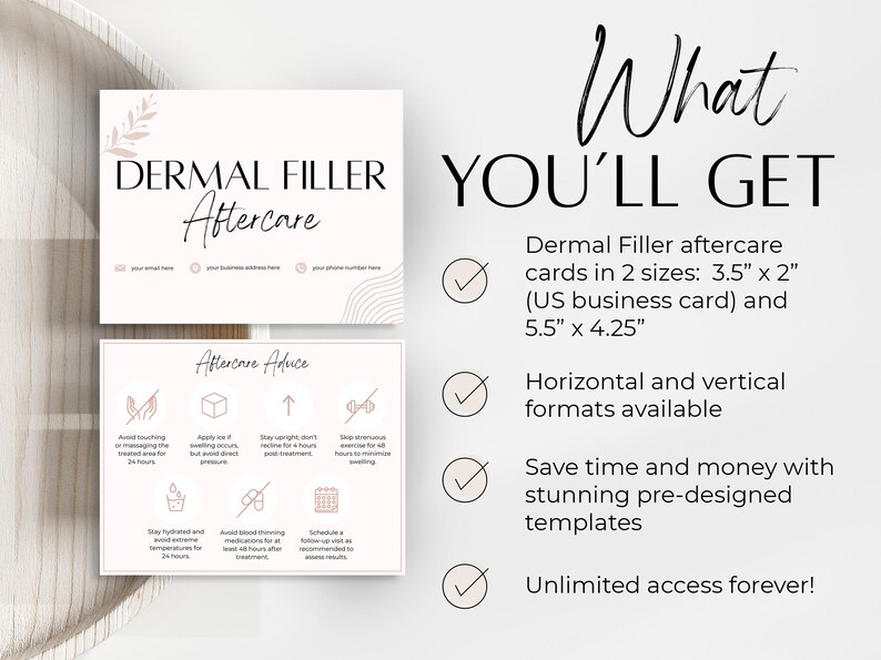 Dermal Filler Aftercare Cards - Printable & Customizable After Care ...