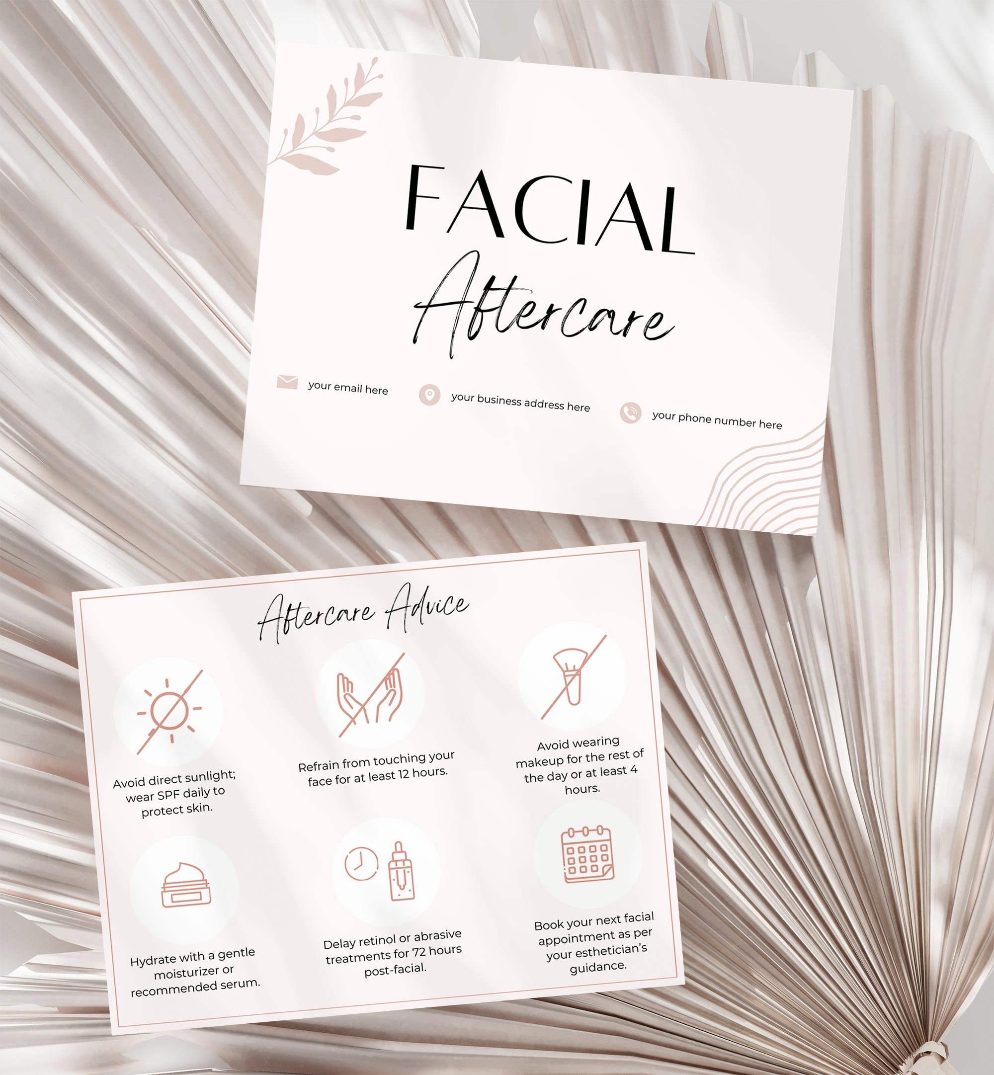 Facial Aftercare Cards - Printable & Customizable Care Instruction ...