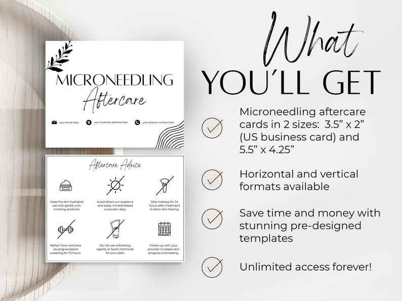Microneedling Aftercare Cards - Printable & Customizable After Care ...