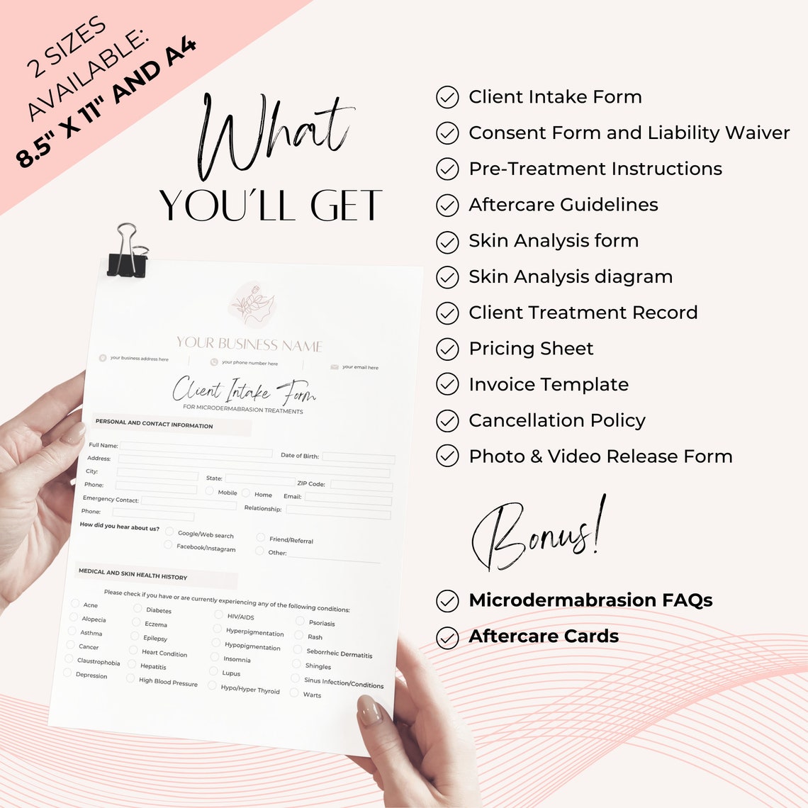 Microdermabrasion Forms - Editable Client Intake, Consent, Consultation ...
