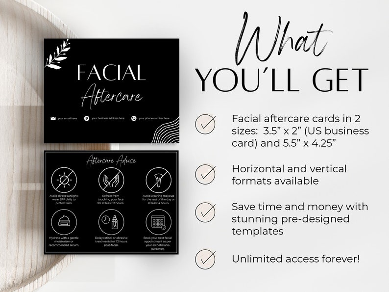 Facial Aftercare Cards - Editable Post-treatment Care Card Templates ...