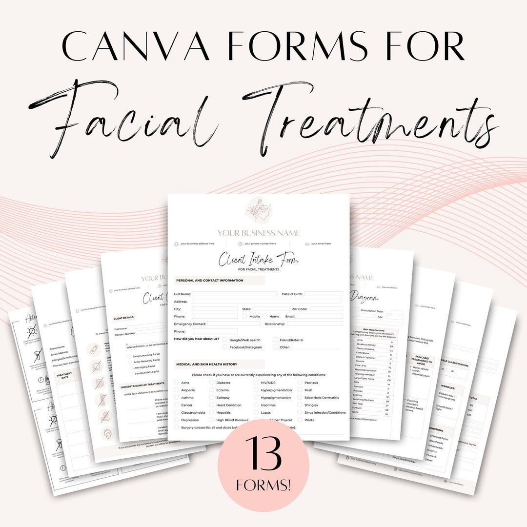 Facial Treatment Forms - Editable Client Intake, Consent, Consultation ...
