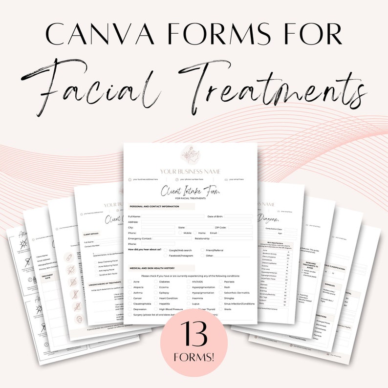 Facial Treatment Forms - Editable Client Intake, Consent, Consultation ...