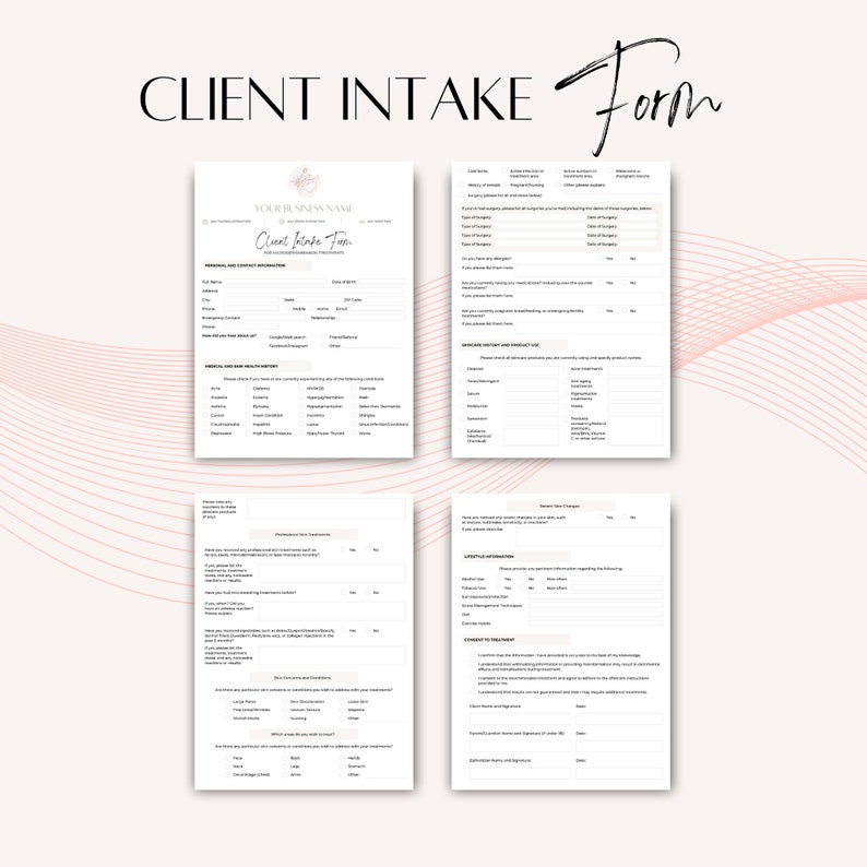 Microdermabrasion Forms - Editable Client Intake, Consent, Consultation ...