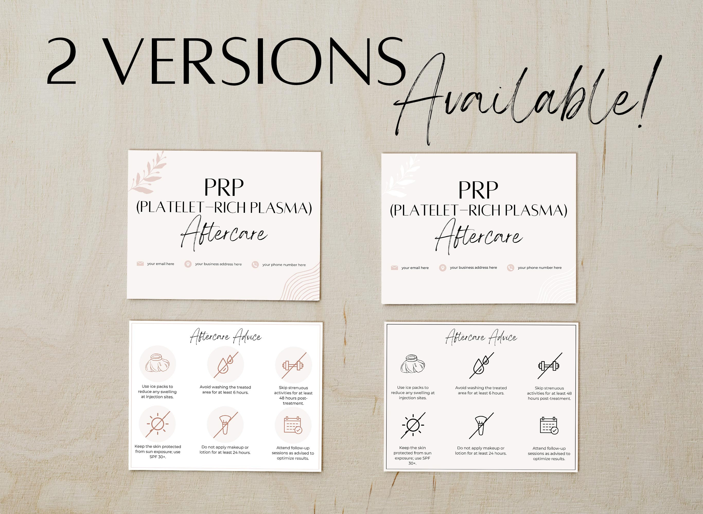Platelet Rich Plasma PRP Aftercare Cards - Printable Customizable Care ...