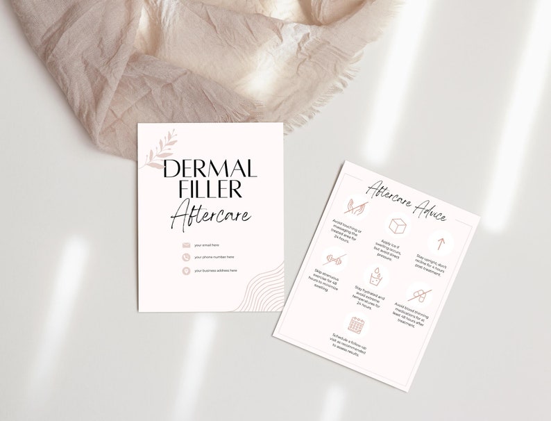 Dermal Filler Aftercare Cards - Printable & Customizable After Care ...
