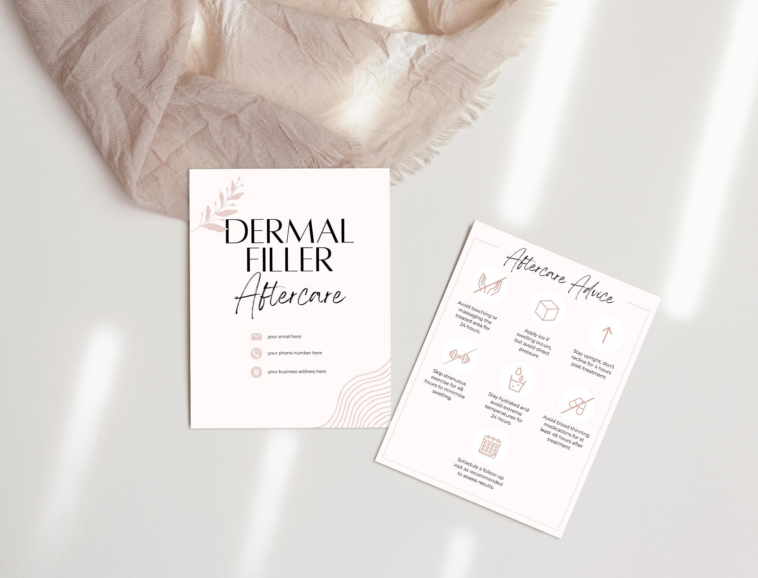 Dermal Filler Aftercare Cards - Printable & Customizable After Care ...