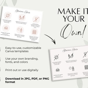 Facial Aftercare Cards - Printable & Customizable Care Instruction ...
