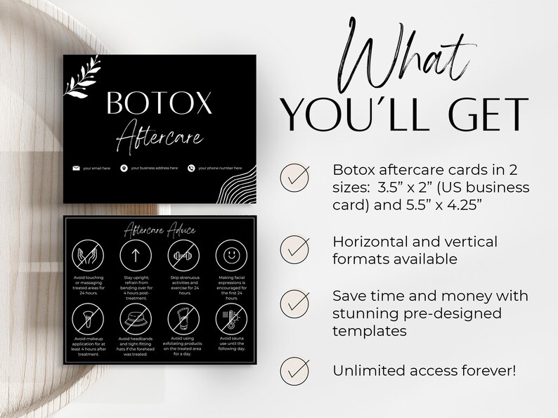 Botox Aftercare Cards Editable Post-treatment Care Card Templates for ...