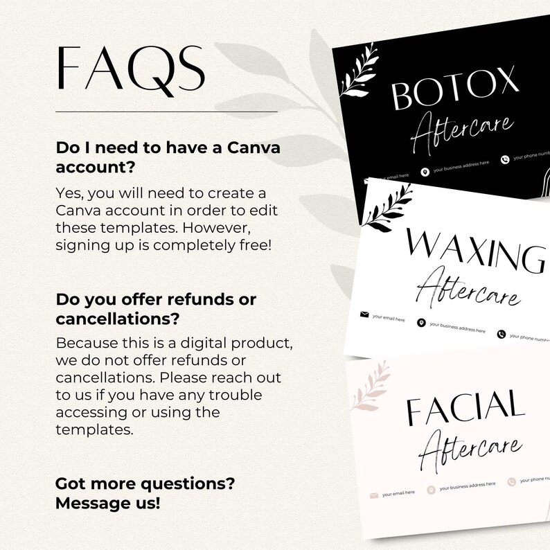 Hydrafacial Aftercare Cards - Printable Customizable Care Instruction ...