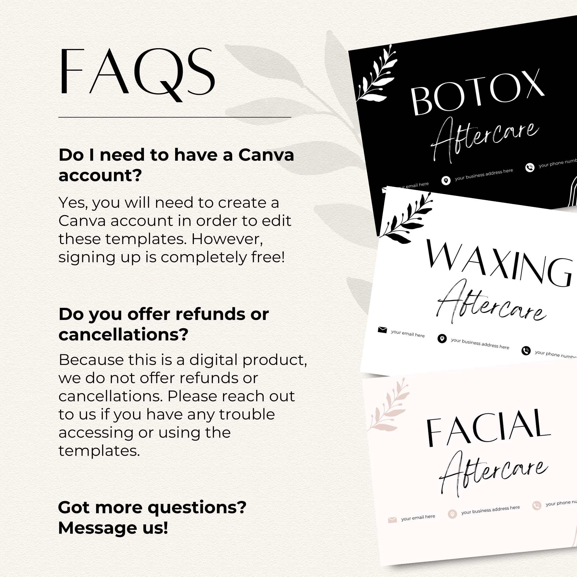 Hydrafacial Aftercare Cards - Printable Customizable Care Instruction ...