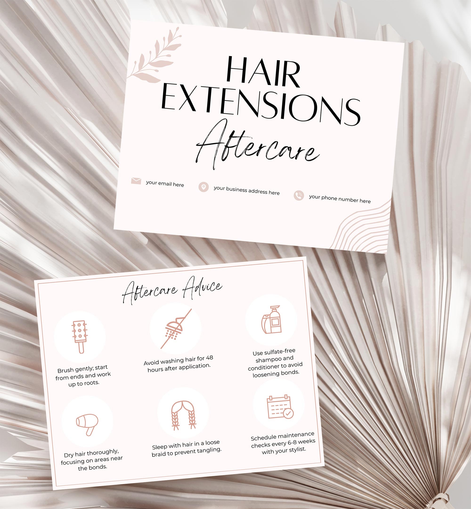 Hair Extensions Aftercare Cards - Printable & Customizable Care ...