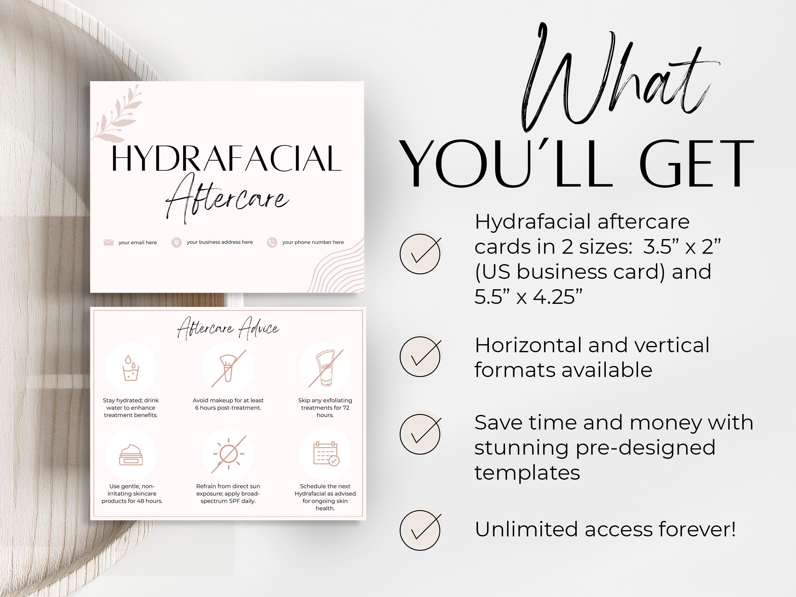 Hydrafacial Aftercare Cards - Printable Customizable Care Instruction ...