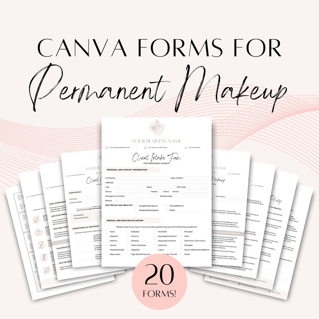 Permanent Makeup Forms - Editable Client Intake, Consent, Consultation ...