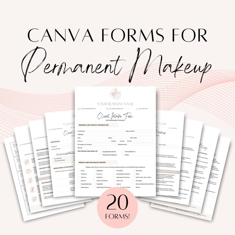 Permanent Makeup Forms - Editable Client Intake, Consent, Consultation ...