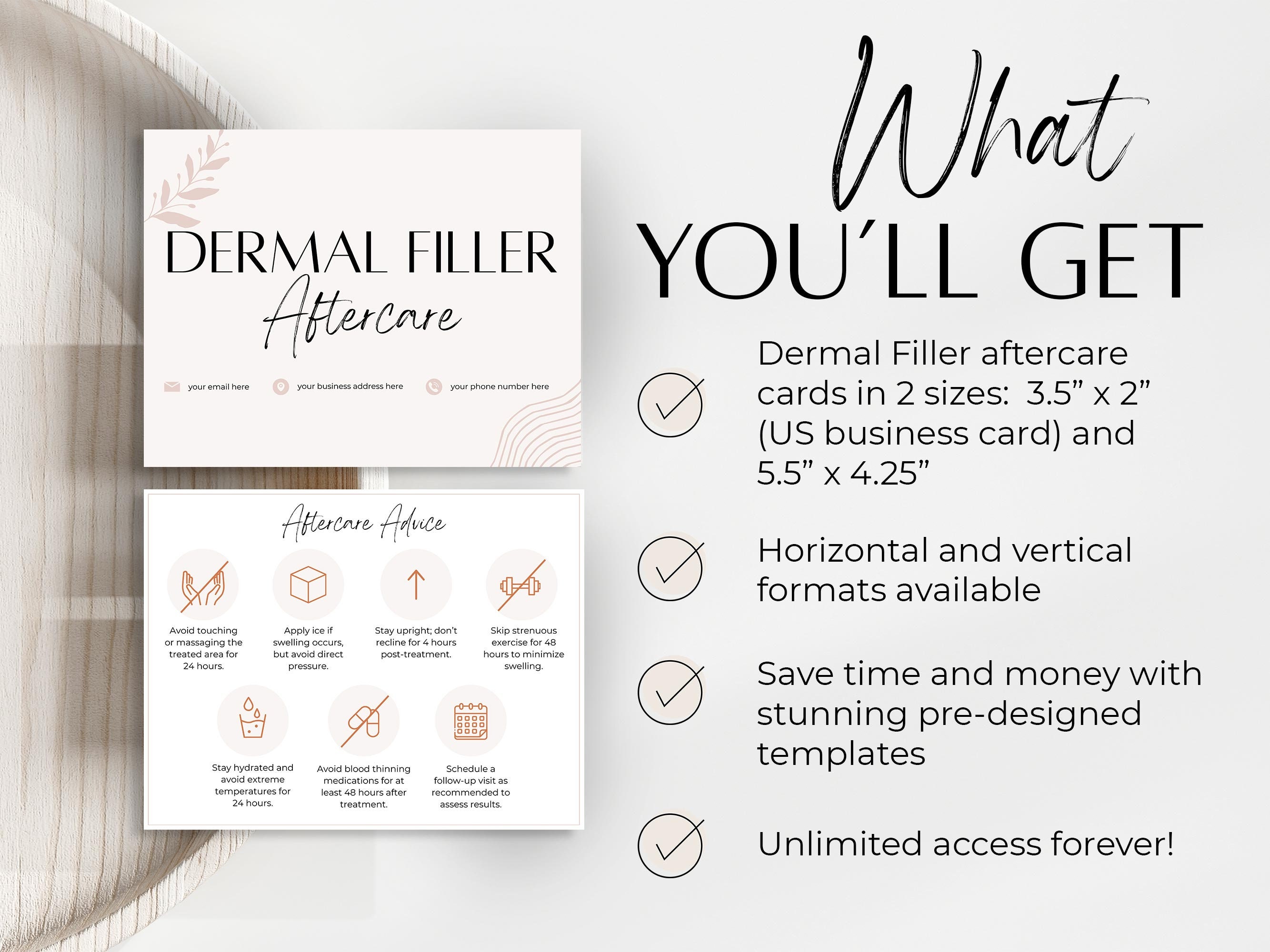 Dermal Filler Aftercare Cards - Printable & Customizable After Care ...