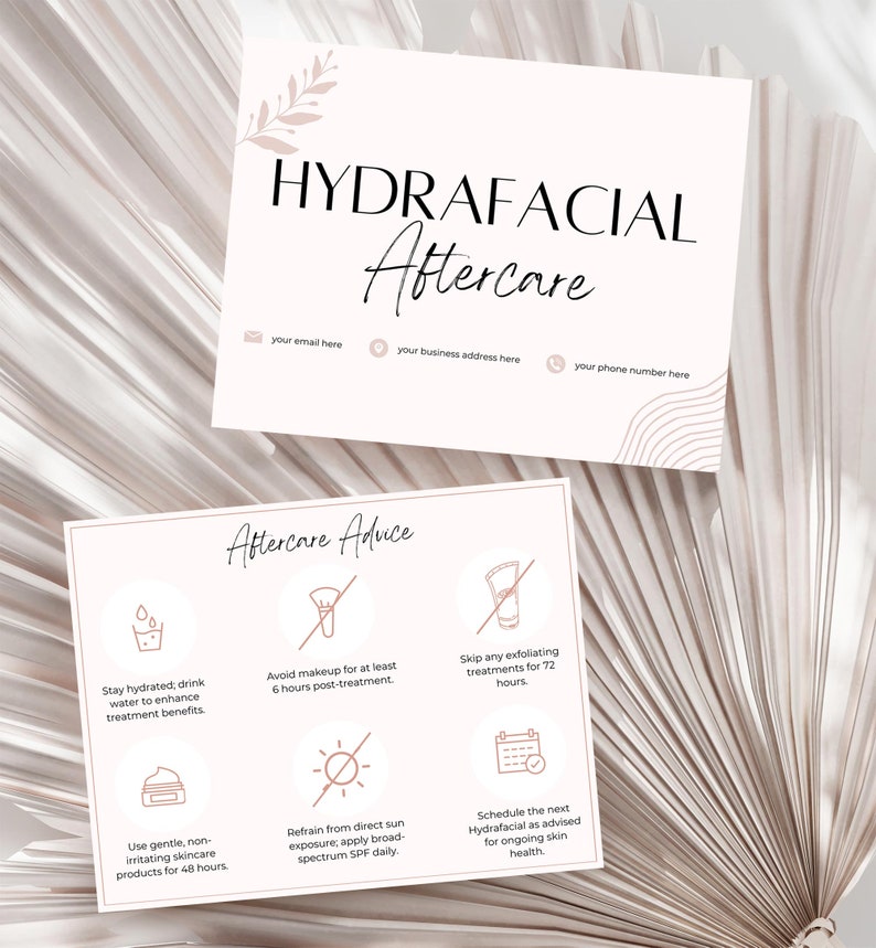 Hydrafacial Aftercare Cards - Printable Customizable Care Instruction ...