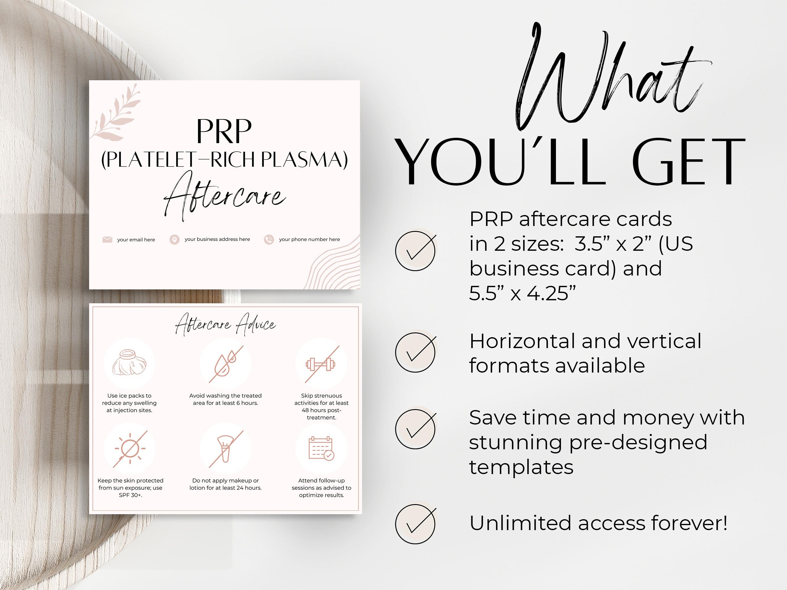 Platelet Rich Plasma PRP Aftercare Cards - Printable Customizable Care ...