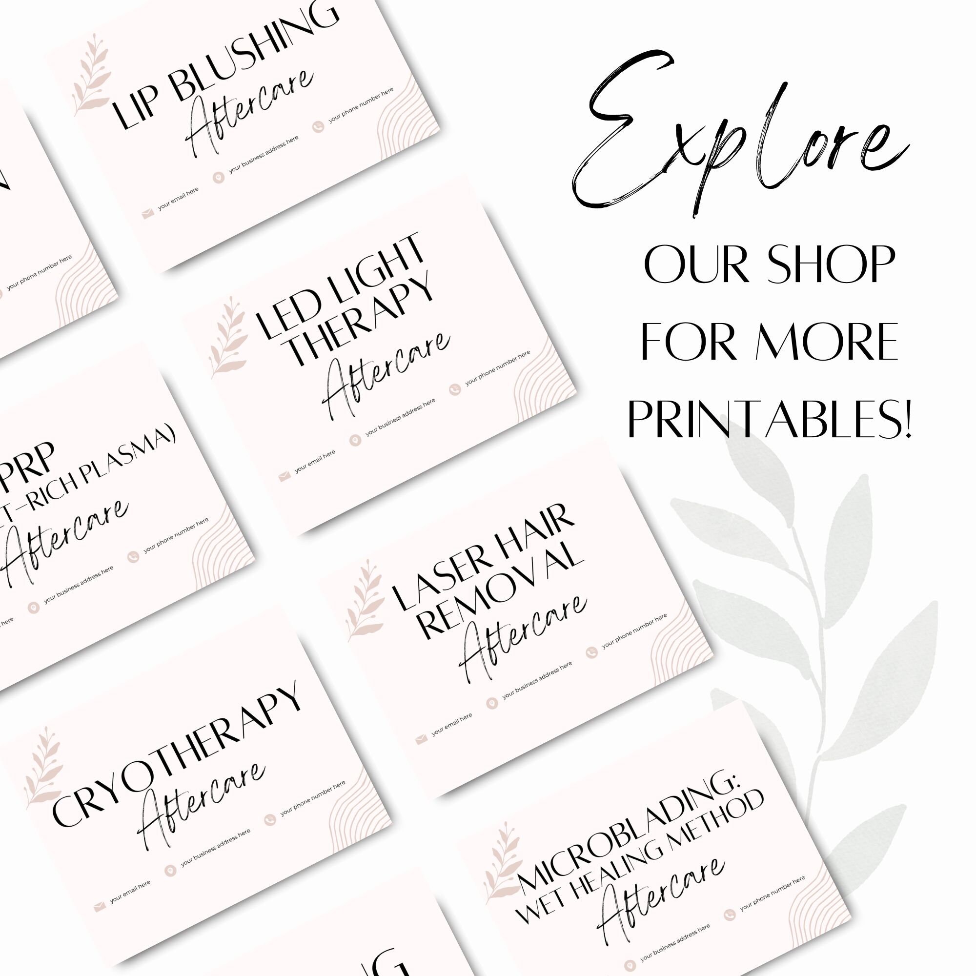 Cryotherapy Aftercare Cards - Printable & Customizable Care Instruction ...