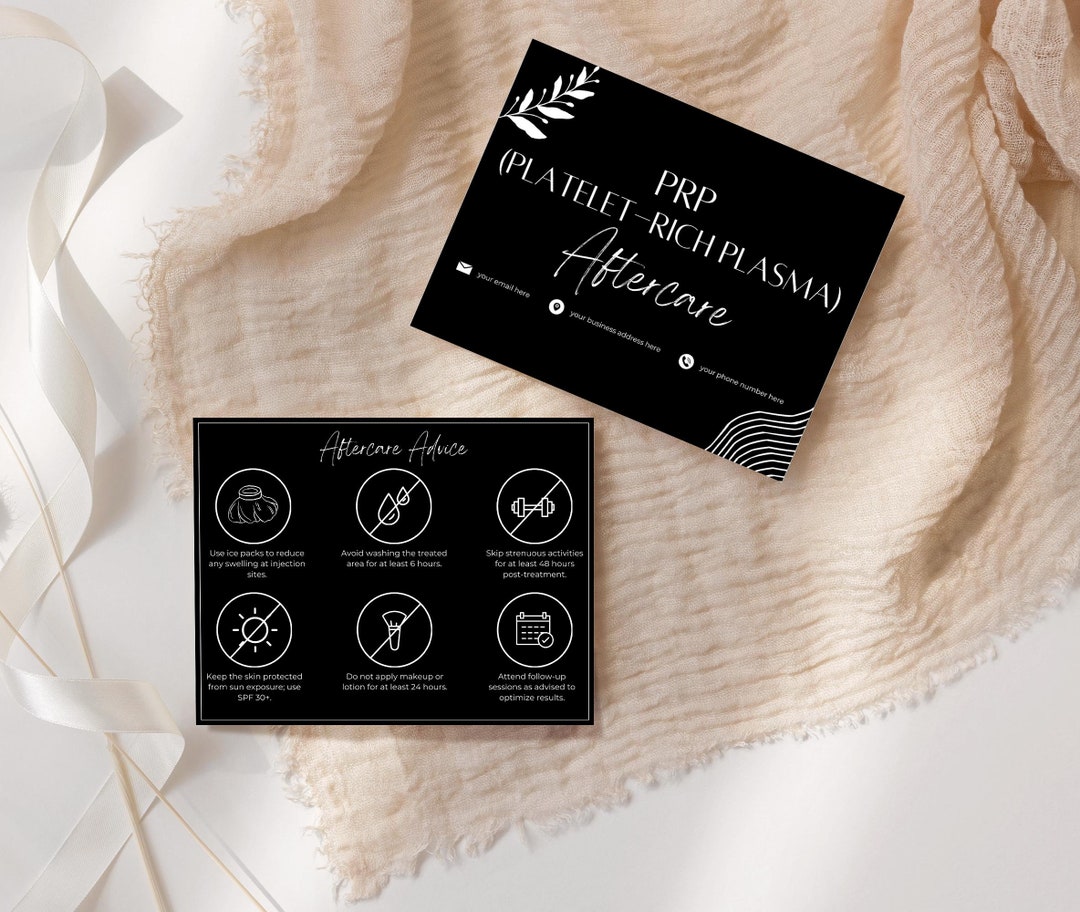Platelet Rich Plasma PRP Aftercare Cards - Editable Post-treatment Care ...
