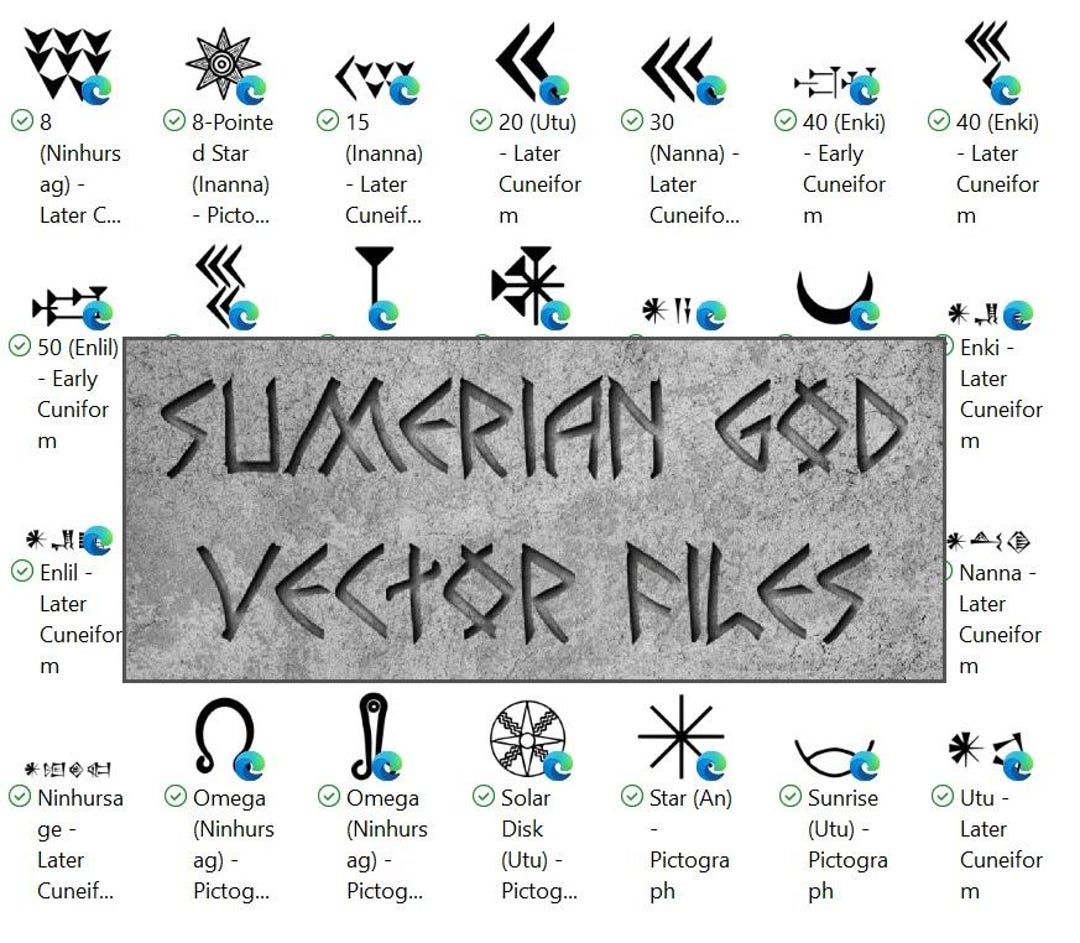 Ancient Sumerian Vector Art Cuneiform SVG Ancient Symbols Clipart ...
