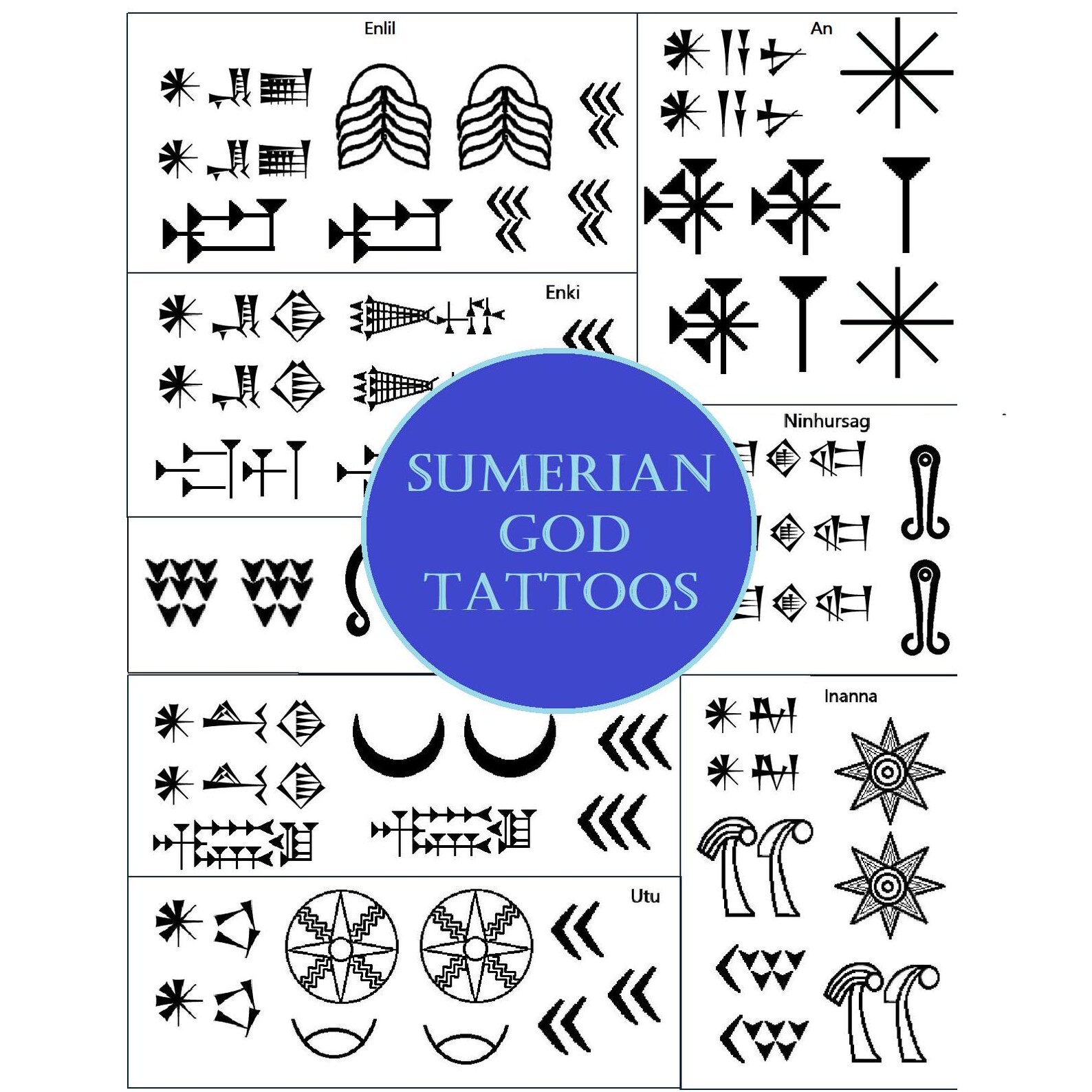 Sumerian Temporary Tattoos Mesopotamian Cuneiform & Pictograph Fake ...