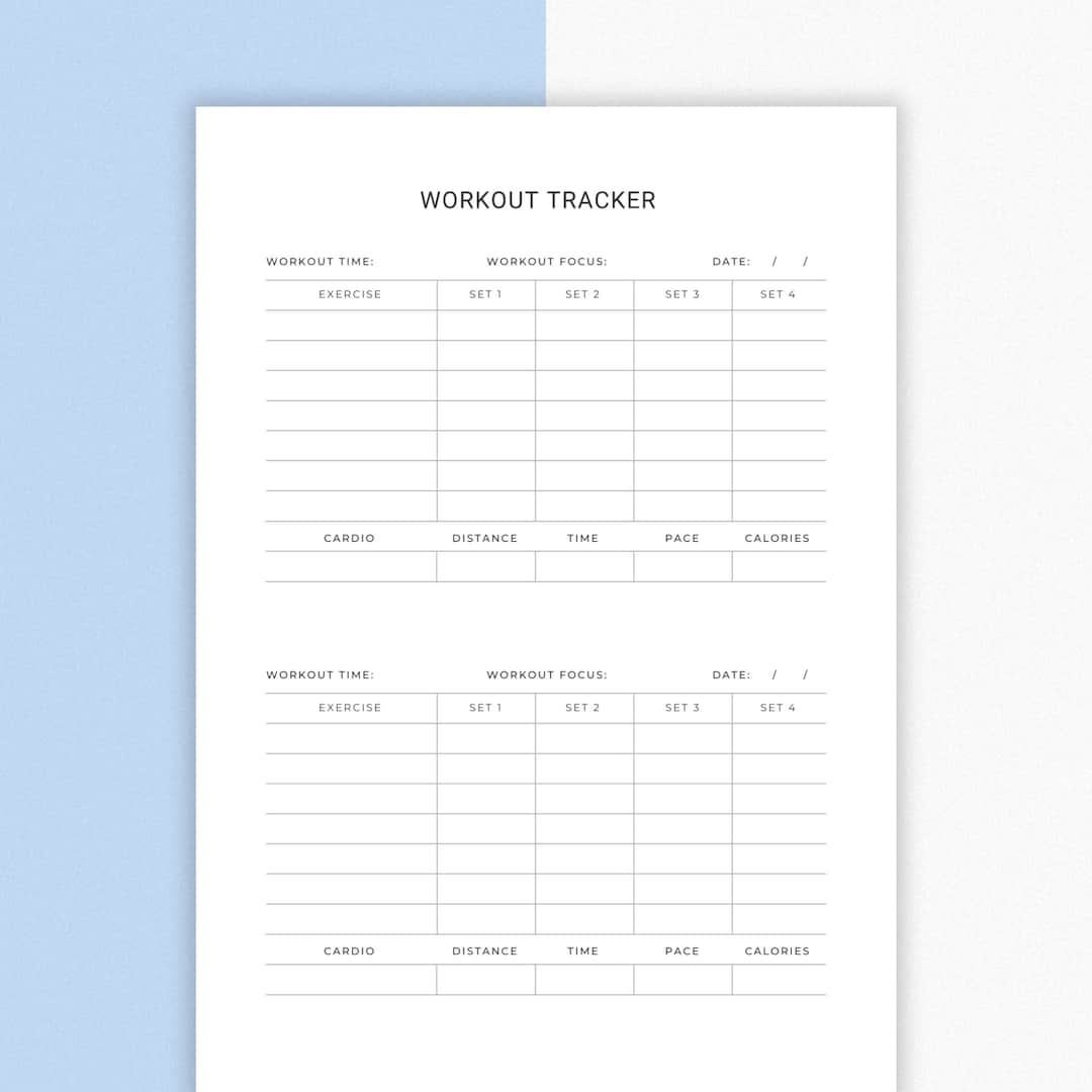 Workout Tracker Printable Fitness Tracker, Plan and Track Workouts PDF ...