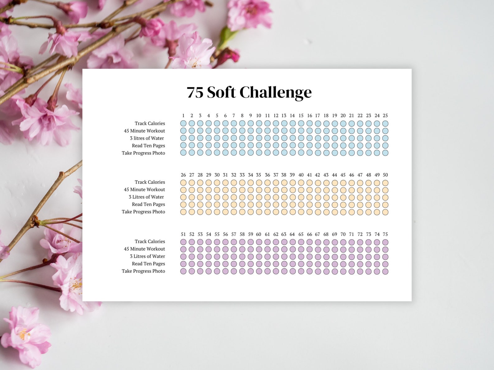 75 Soft Challenge Printable PDF Template Self Improvement, Habit ...