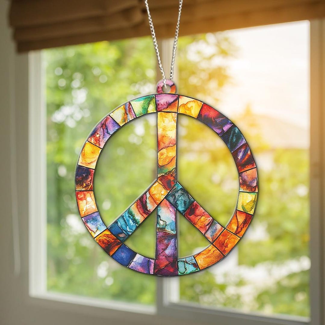 Peace Sign Suncatcher Hanging Sign, Peace Sign Christmas Ornament ...