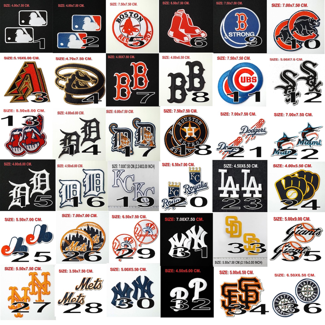 36 Teams Baseball Sports Game Embroidery Iron on Sew Patches Badge ...