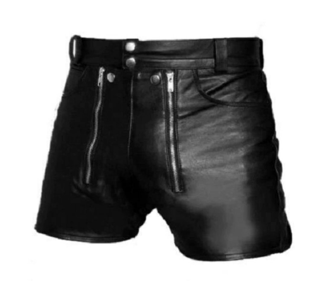 Men's Rear Zip Leather Shorts - Etsy