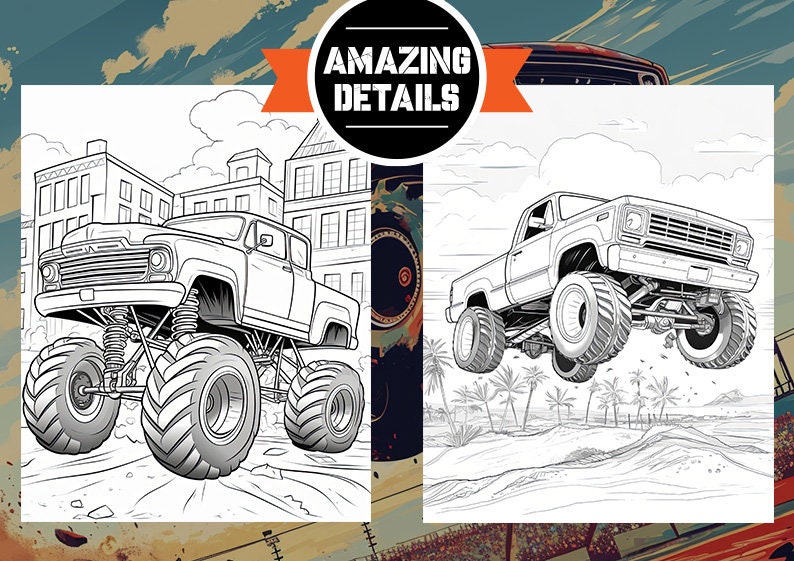 75 EPIC Monster Truck Coloring Pages for Kids, Children and Adults - Etsy