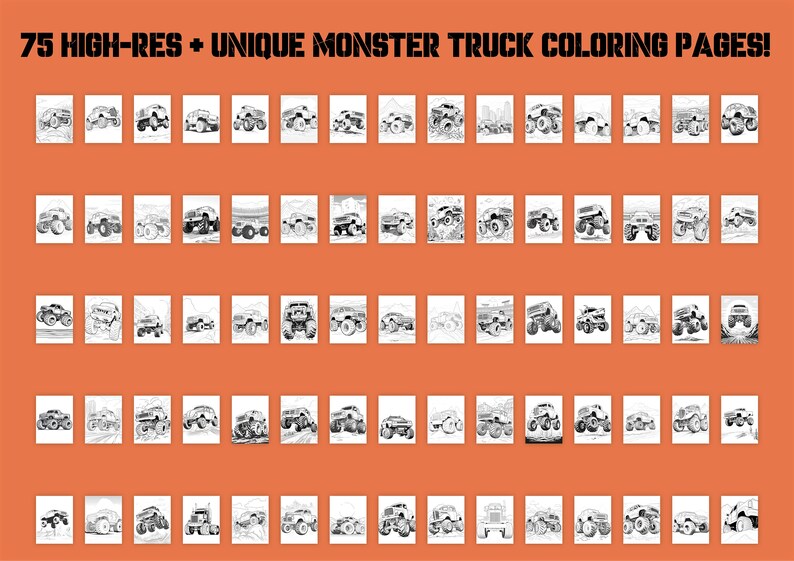 75 EPIC Monster Truck Coloring Pages for Kids, Children and Adults - Etsy