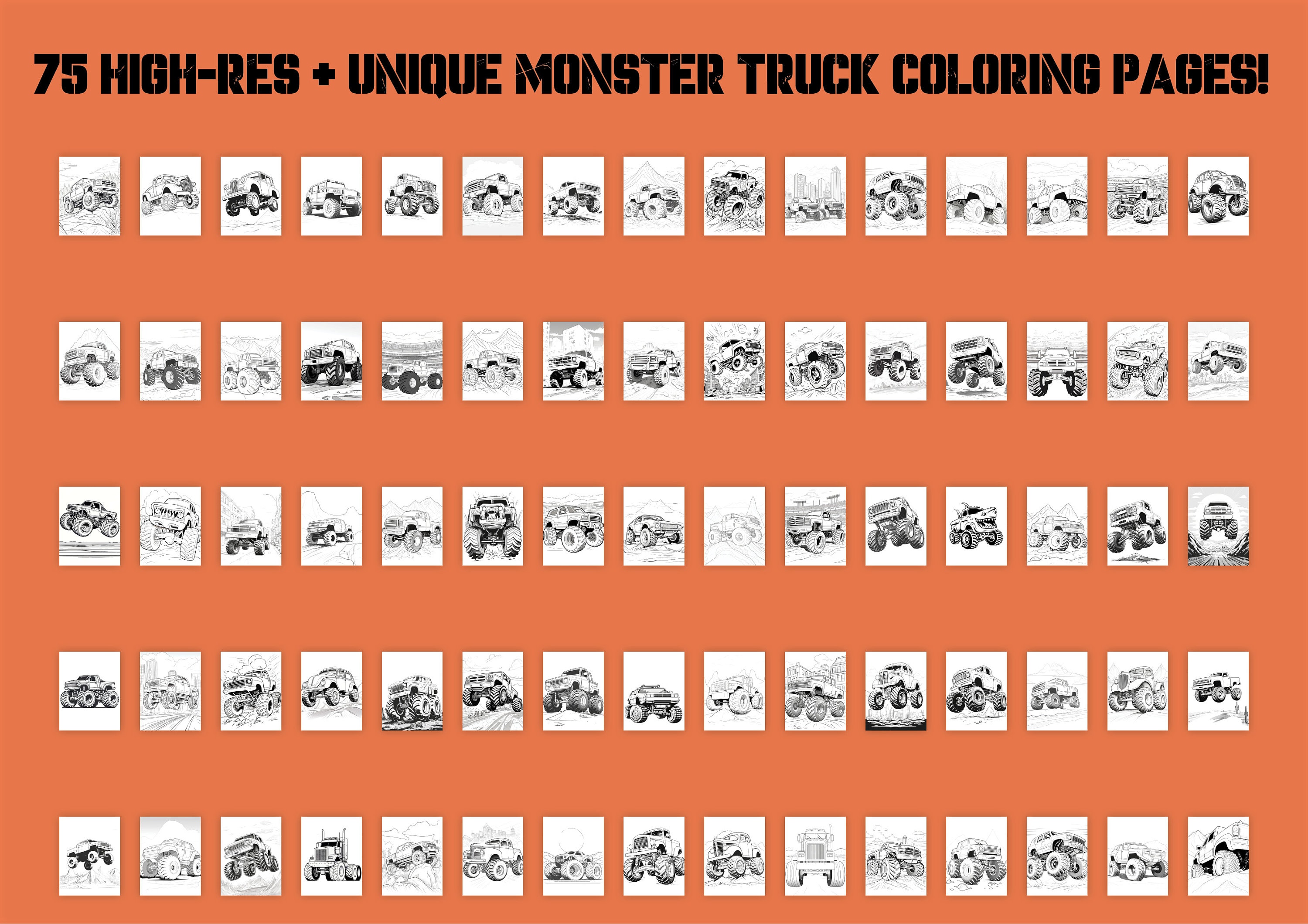 75 EPIC Monster Truck Coloring Pages for Kids, Children and Adults - Etsy
