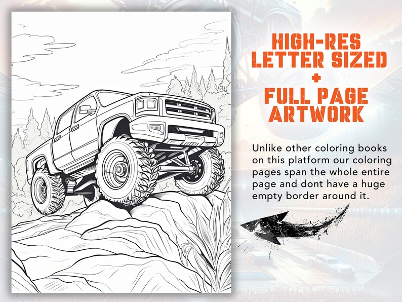75 EPIC Monster Truck Coloring Pages for Kids, Children and Adults - Etsy