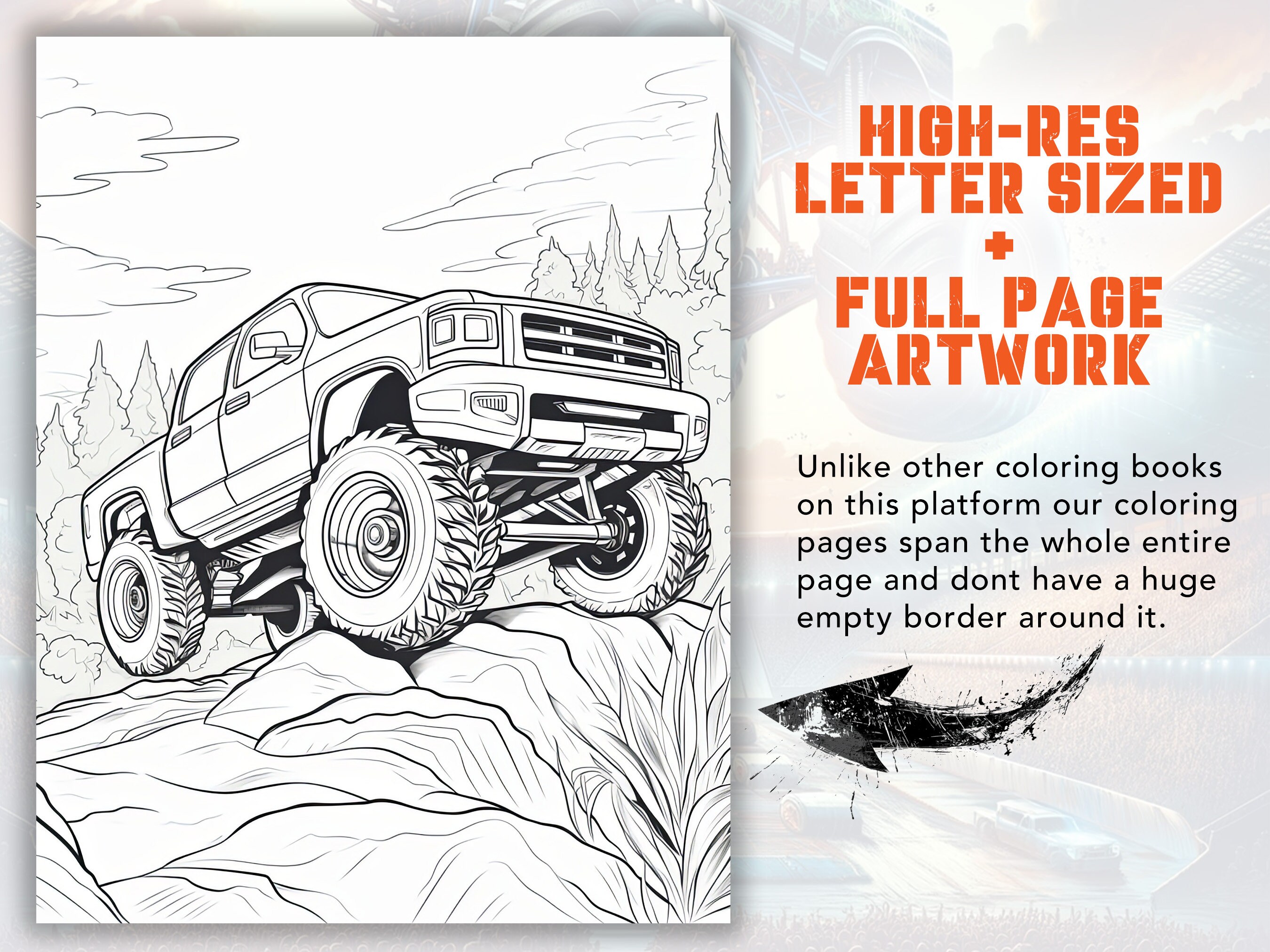 75 EPIC Monster Truck Coloring Pages for Kids, Children and Adults - Etsy