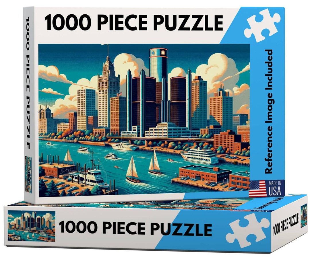 Detroit Skyline 1000 Piece Jigsaw Puzzle, City Illustration - Etsy