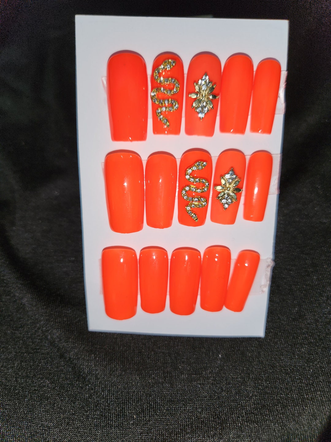 Neon Orange Melon Medium Length Press-on Nails - Etsy