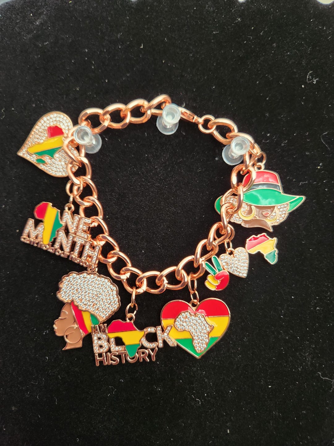 Rose Gold Chain Link With African-american Charm Bracelet. YRG-100 - Etsy