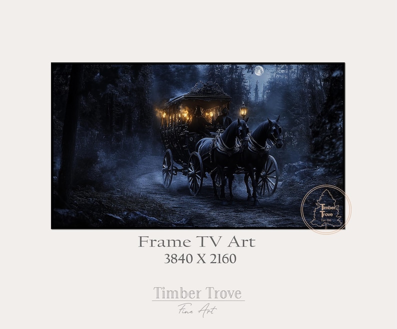 Haunted Horse Carriage Frame TV Art | Spooky Halloween Decor (digital ...