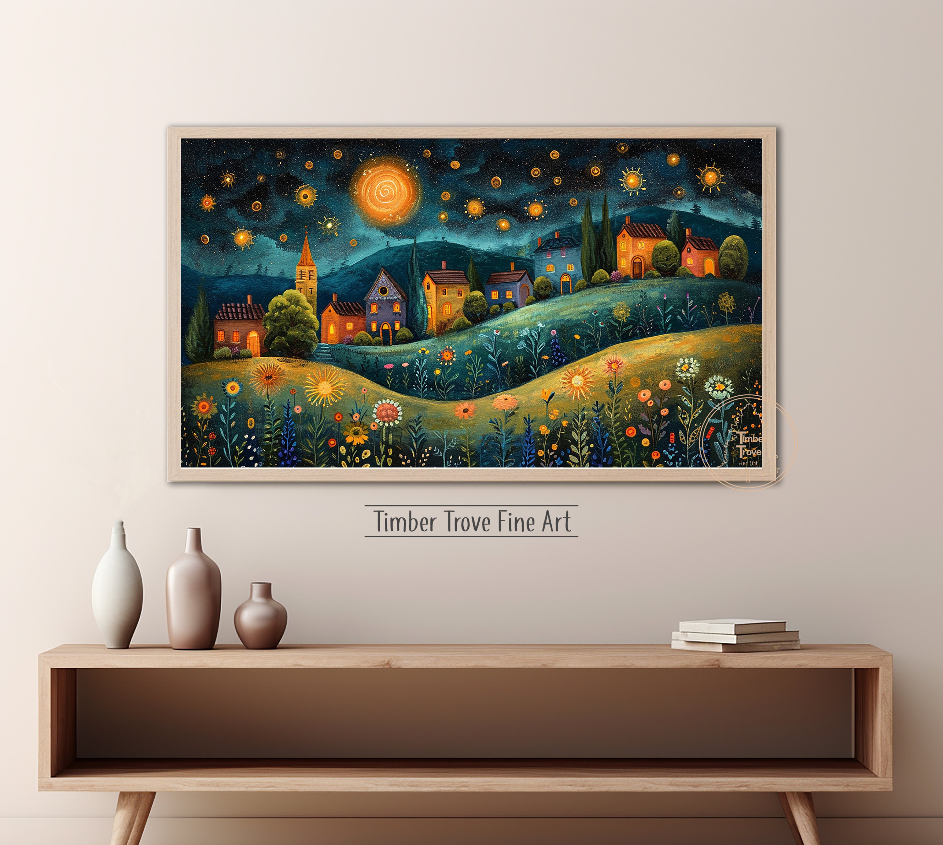 Whimsical Countryside Village - Frame TV Art DIGITAL Download - Instant ...