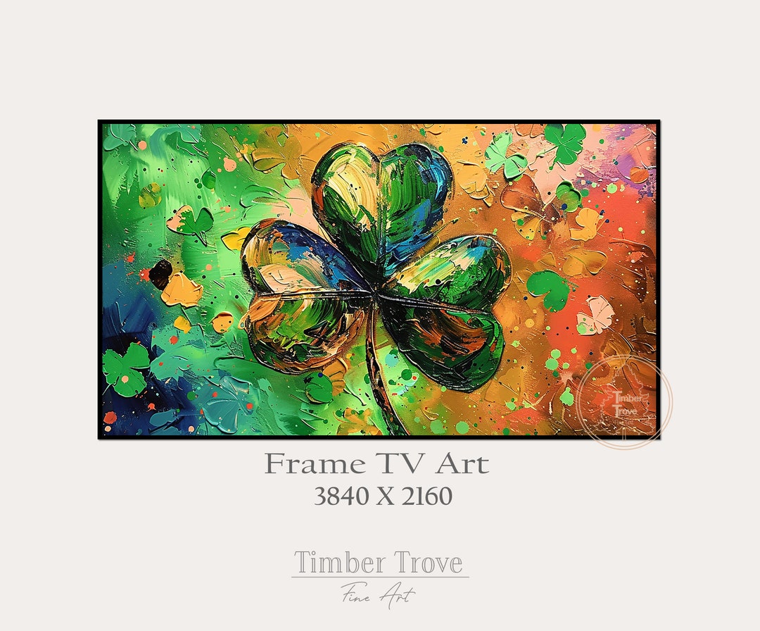 Abstract Shamrock Oil Painting St. Patrick’s Day Art Digital Frame TV ...