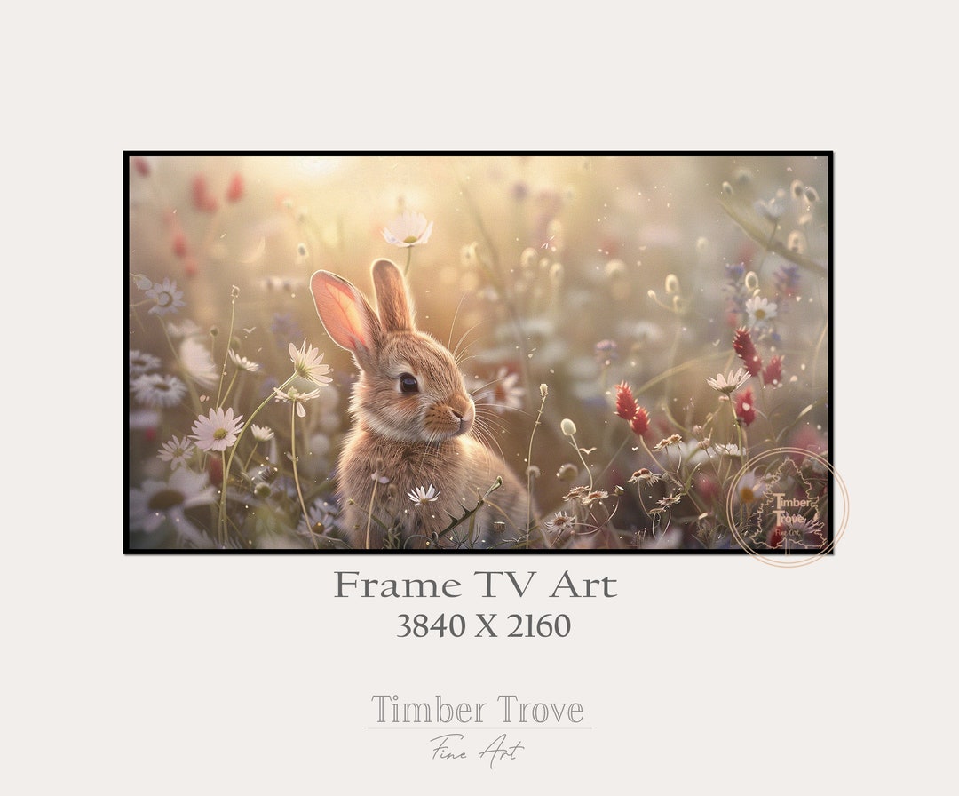 Cute Bunny in Field of Wildflowers Digital Frame TV Art | Classic ...