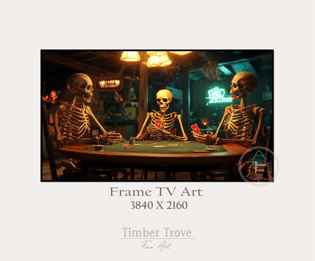 Skeleton Poker Game Digital Frame TV Art | Spooky Haunted House | Eerie ...