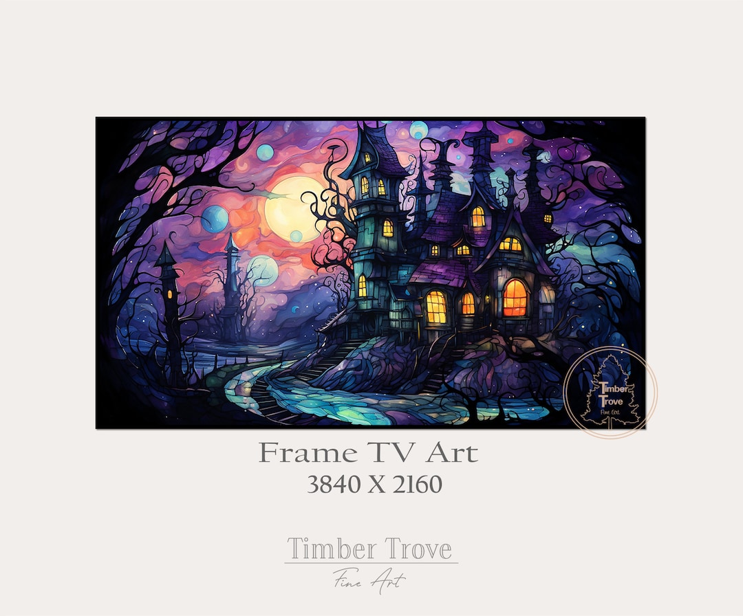 Whimsical Haunted House Frame TV Art | Spooky Halloween Decor (digital ...