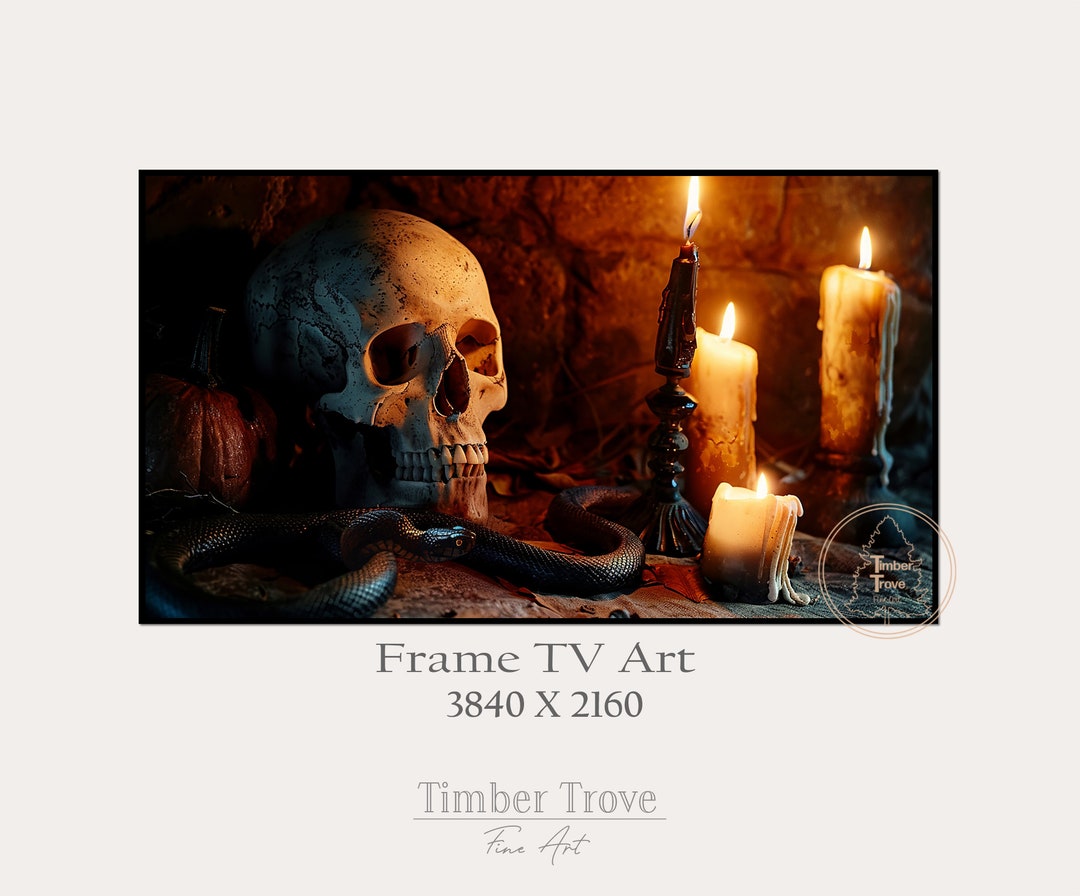 Skull & Snake Still Life Digital Frame TV Art | Spooky Haunted Eerie ...