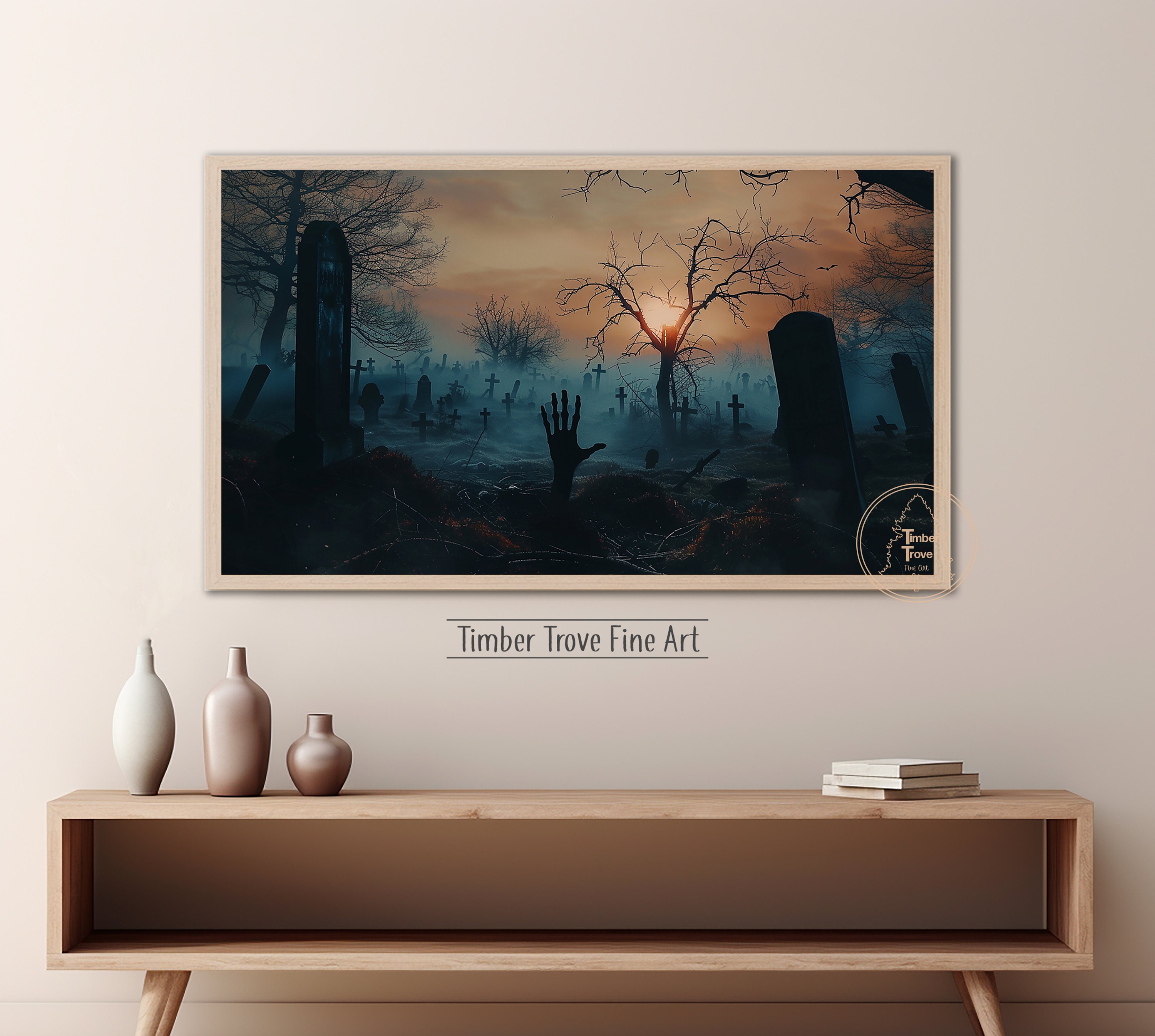 Zombie Hand in Spooky Graveyard Digital Frame TV Art | Spooky Haunted ...
