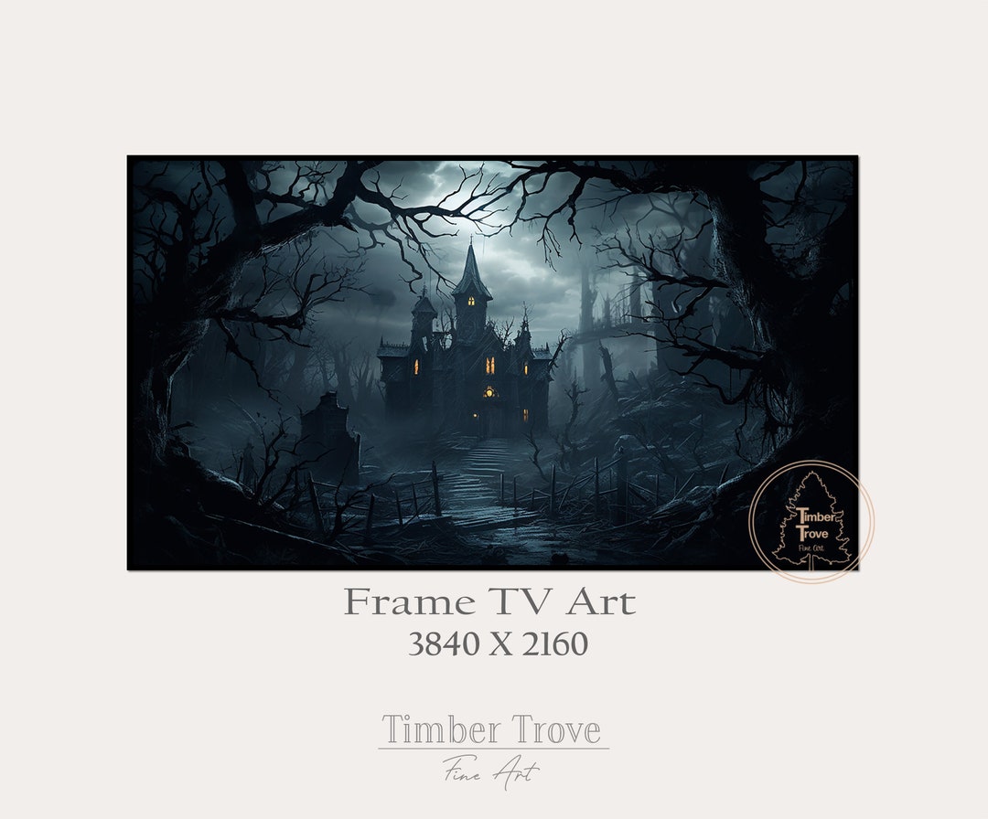 Haunted House Graveyard Frame TV Art | Spooky Halloween Decor (digital ...