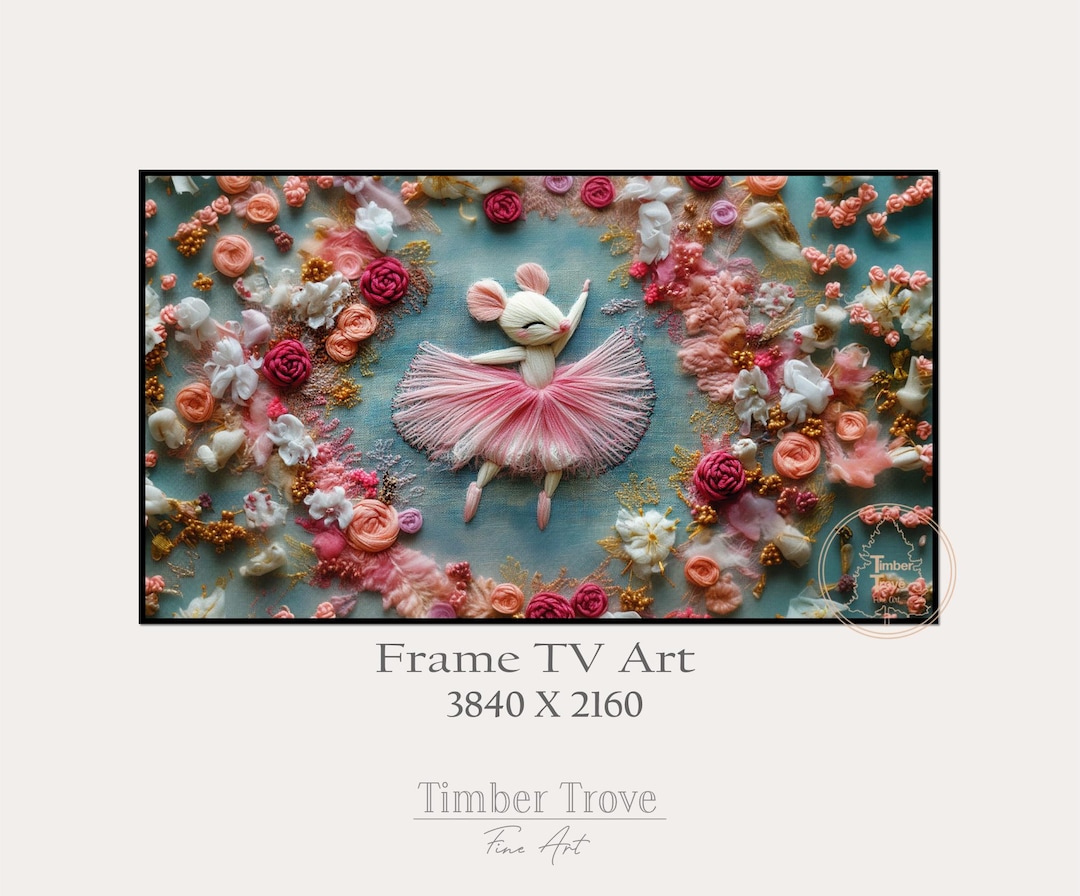 Embroidered Mouse Ballerina - Frame TV Art DIGITAL Download - Instant ...
