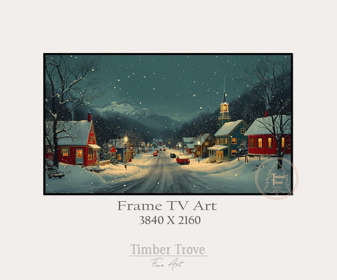 Vintage Christmas Village Painting Christmas Art Frame TV Art DIGITAL ...